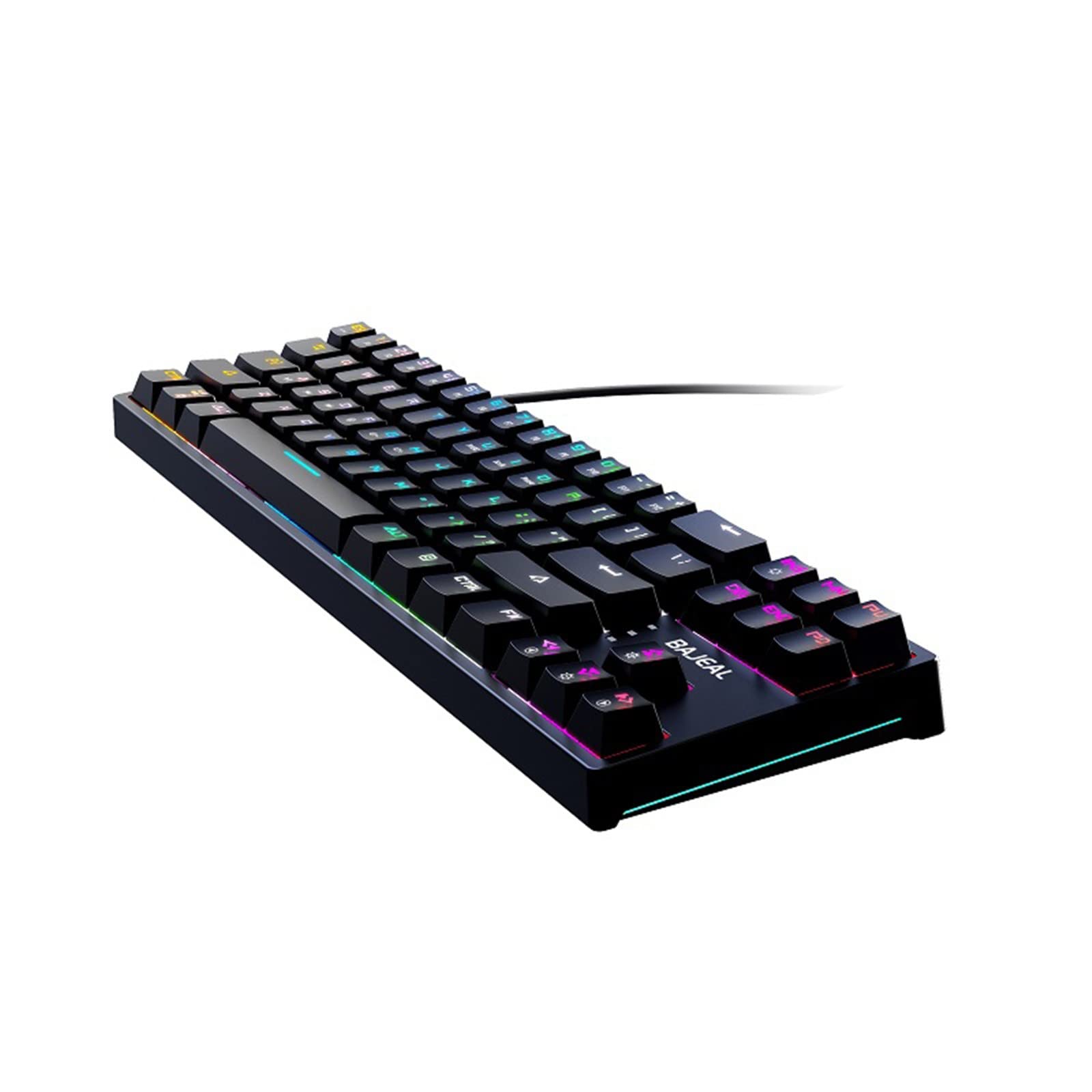 MatureGirl K71 Mechanical Gaming Keyboard, RGB LED Backlit Gaming Keyboard, Wired Ergonomic Computer Keyboard with Blue Switches, for PC Gamer/Windows Gaming (Black)