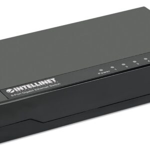 Intellinet 8 Port Gigabit Ethernet Switch – 10 / 100 / 1000 Mbps - Computer Desktop Internet Networking Splitter LAN Hub Router – Unmanaged – Plug & Play - Fanless Quiet – 3 Yr Mfg Warranty – 561754