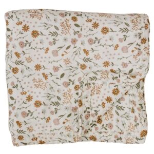 mebie baby muslin quilt, meadow floral, 100% muslin cotton baby blankets for girls and boys, muslin baby blanket for newborns, babies, toddler, soft muslin swaddle blankets, 47"x47"