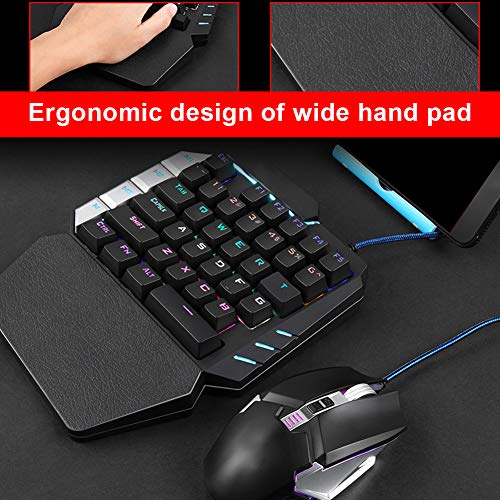 One-Handed Gaming Keyboard, 38 Keys Mechanical Numpad ​with LED Backlit, Gaming Keypad for PC Gamer, Wired USB Numeric Keypad, Portable Mini Number Pad