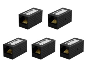 iwillink rj45 coupler ethernet connector, female to female rj45 connector for cat7 cat6 cat5e cat5 ethernet cable, extender adapter, 5 pack, black