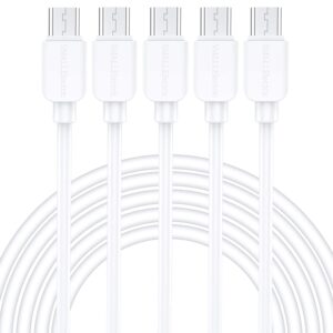 SMALLElectric Micro USB Cable (5-Pack, 10FT) Android Charger, Micro USB Charger Cable Long Android Phone Charger Cord for Samsung Galaxy S7 S6 Edge J7 S5,Note 5 4,LG 4 K40 K20,MP3,Kindle,Tablet,White