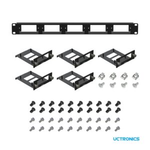 UCTRONICS 19" 1U Rackmount for Raspberry Pi, SSD Bracket for Any 2.5" SSDs, Hold Up to 5 Raspberry Pi 5/4B Boards, Front-Removable with Captive Screws