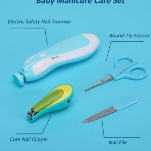 Baby Healthcare and Grooming Kit, Electric Safety Nail Trimmer Baby Nursery Kit, Newborn Care Kits with Hair Brush Comb for Newborn Infant Toddlers Baby Boys Girls Kids, Baby Shower Gifts (Blue)