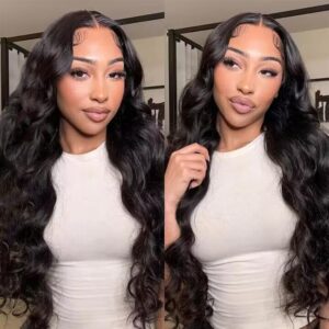 4x4 body wave lace front wigs human hair pre plucked with baby hair 150% density 16 inch human hair wigs brazilian virgin frontal 4x4 glueless hd lace closure wig human hair for black women