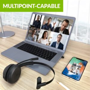 Avantree Alto Solo - Bluetooth 5.1 Wireless Headset with USB Adapter & Noise Cancelling Microphone, Support Phone & PC Simutaneously, Mute Switch, Busy Light, Wired Use for Computer Laptop