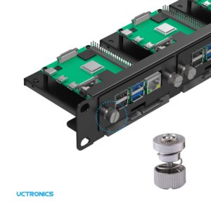 UCTRONICS 19" 1U Rackmount for Raspberry Pi, SSD Bracket for Any 2.5" SSDs, Hold Up to 5 Raspberry Pi 5/4B Boards, Front-Removable with Captive Screws