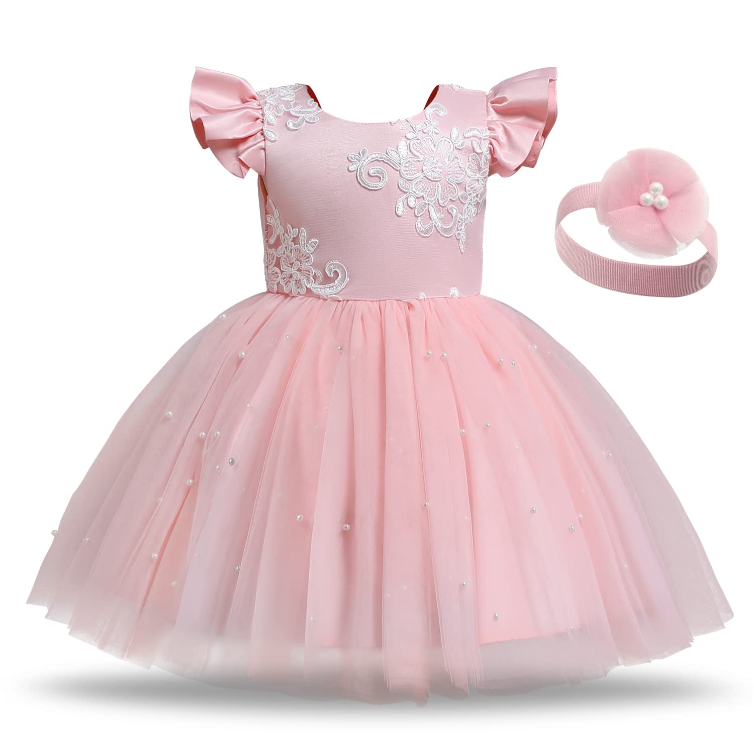 HNXDYY Girl Tutu Party Dress Bowknot Princess Baby Girls Birthday Gown #766_C Hot Pink 4-5 Years