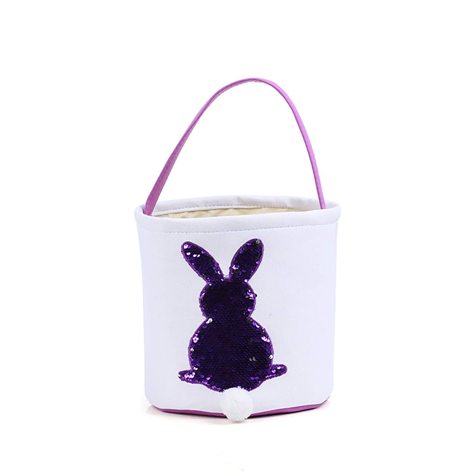 Goodliest Easter Basket Bucket Sequins Rabbit Design Easter Egg Candy Gift Hunt Basket Bucket Bags Bunny Basket Bags for Teens Toddlers Purple