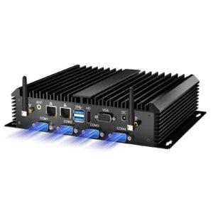 kinupute fanless mini pc, industrial desktop computer core i5-4200u 1.6-2.6ghz, windows 10 pro, 8gb ram, 128gb ssd, 2xnics, 6xcom rs232, 4xusb 3.0, hdmi/vga port, auto power on, metal case