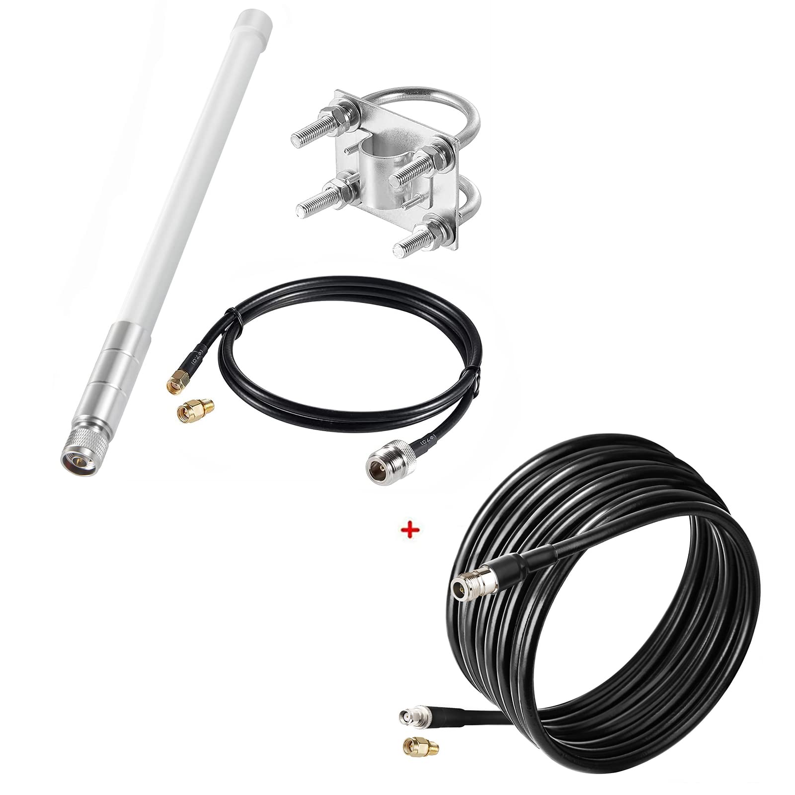 Waterproof Replacement 5.8dBi Cellular 915MHZ LoRa Gateway Antenna for Helium Hotspot RAK RAK2 Nebra Bobcat 300 SenseCAP M1 SyncroB.it Hotspot Finestra HNT Miner + 10ft KSR400 Ultra Low Loss Cable