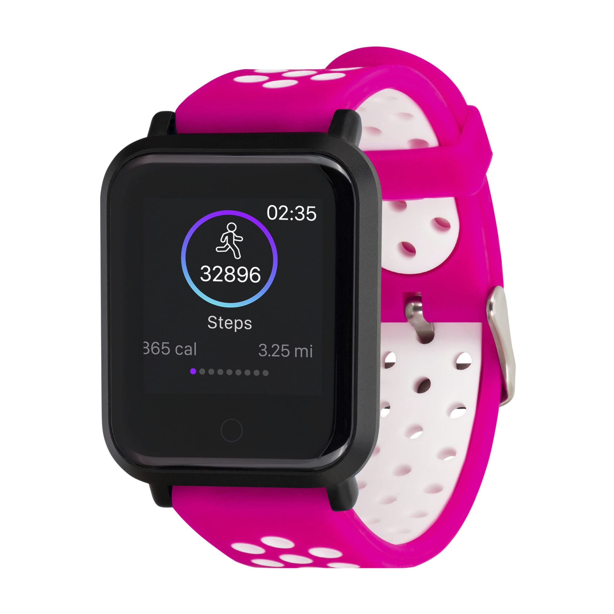 iTouch Air 2S Digital Smartwatch Fitness Tracker, Heart Rate, Step Counter, Sleep Monitor, Message for Women and Men, Touch Screen, Compatible with iPhone and Android (Fuchsia and White)