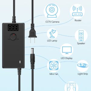 Aclorol Universal Power Adapter 24W 12V 9V 6V 5V 4.5V 3V 2A 1.5A 1A Adjustable Power Supply Charger AC/DC Adapter Converter Switching 100V-240V AC to DC 3V~12V & Polarity Converter & 14 Tips 2Amp Max