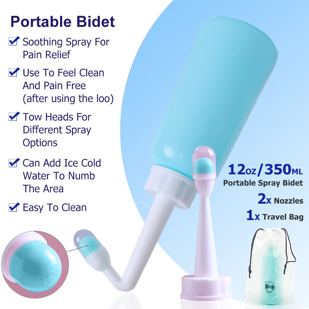 Postpartum Care Bottle, Inverted Nursing Bottle Spray Bottle, Travel Bidet, Woman and Mother and Baby Wash 2 in 1 Handheld Personal Bidet Bottle 500Ml, Resistant to 100ºC, Bonus Bag (Pink)