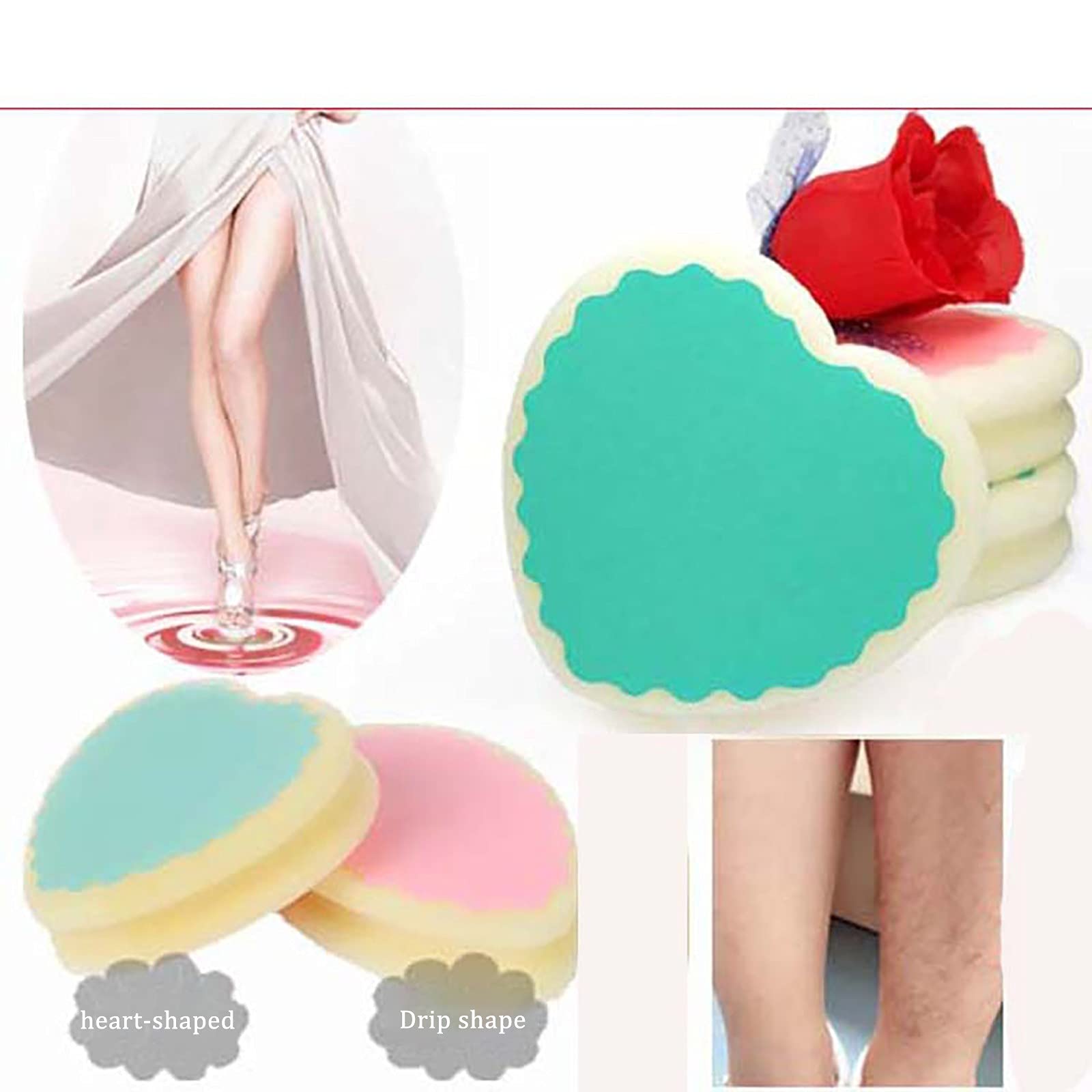 Sponge Hair Removal Magic Painless Smooth Away Hair, YeLukk Depilation Sponge Pad Remove Hair Effective Long-Lasting,Legs Skin Facial Hair Removal Sandpaper for Women Girls (Love)