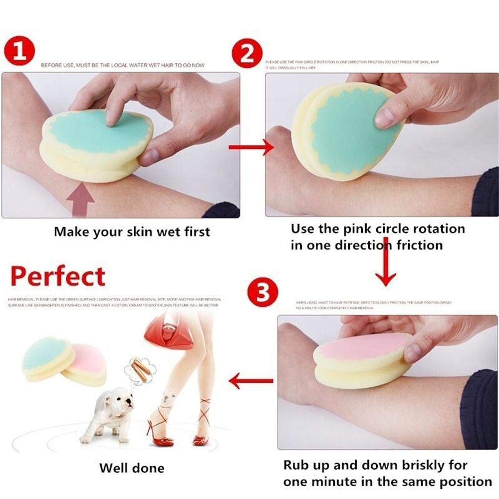 Sponge Hair Removal Magic Painless Smooth Away Hair, YeLukk Depilation Sponge Pad Remove Hair Effective Long-Lasting,Legs Skin Facial Hair Removal Sandpaper for Women Girls (Love)