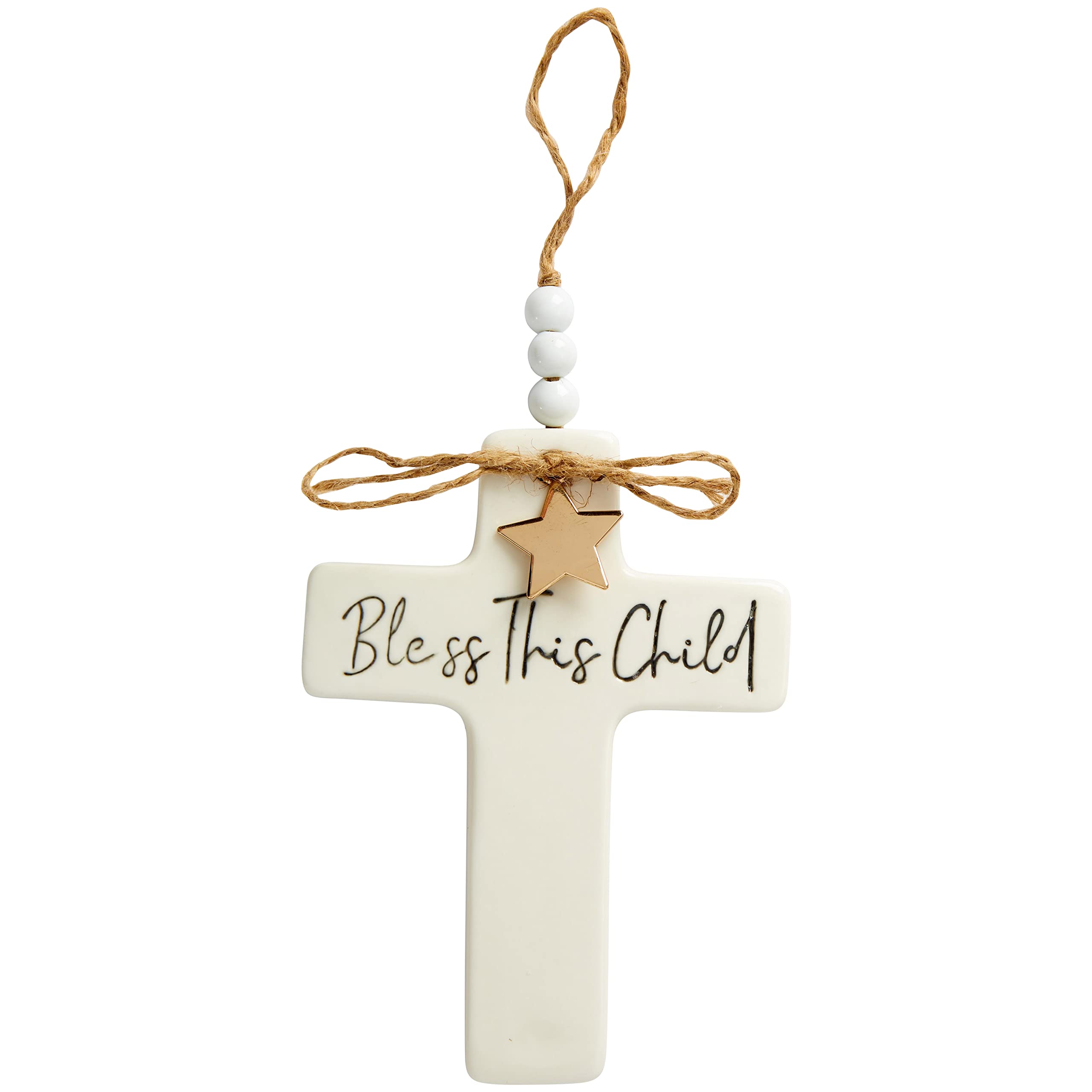 C.R. Gibson BCC-21544 Bless This Child Ceramic Baby Cross Religious Nursery Décor, 4.5" W x 6.5" H, Multicolor