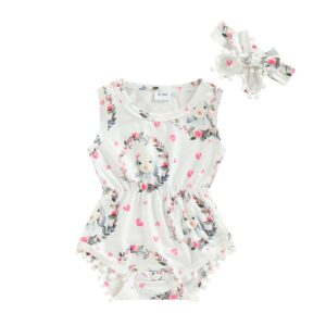 dcohmch easter one-piece outfits newborn baby girl sleeveless cute rabbit printed romper bodysuit bunny print clothes 0-12m