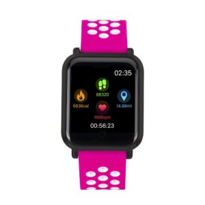 itouch air 2s digital smartwatch fitness tracker, heart rate, step counter, sleep monitor, message for women and men, touch screen, compatible with iphone and android (fuchsia and white)