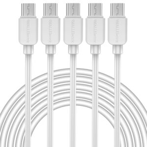 smallelectric micro usb cable (5-pack, 10ft) android charger, micro usb charger cable long android phone charger cord for samsung galaxy s7 s6 edge j7 s5,note 5 4,lg 4 k40 k20,mp3,kindle,tablet,white