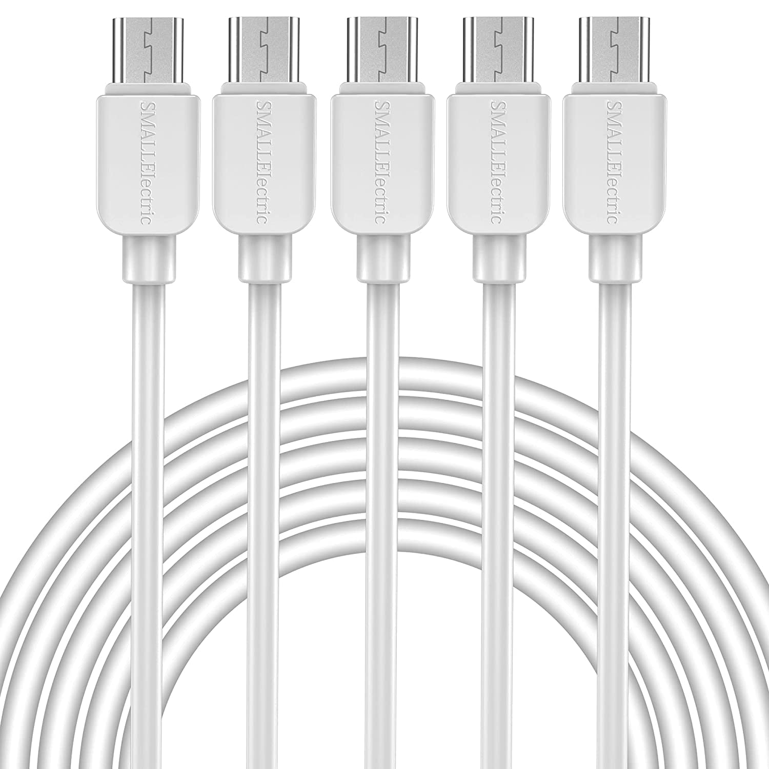 SMALLElectric Micro USB Cable (5-Pack, 10FT) Android Charger, Micro USB Charger Cable Long Android Phone Charger Cord for Samsung Galaxy S7 S6 Edge J7 S5,Note 5 4,LG 4 K40 K20,MP3,Kindle,Tablet,White