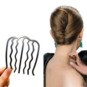 4 Pcs Hair Fork Clip Metal Hair Side Combs Bun Updo Hair Sticks French Twist Hair Tool Bun Hair Pins Clips Grips for Women Girls