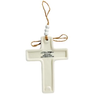 C.R. Gibson BCC-21544 Bless This Child Ceramic Baby Cross Religious Nursery Décor, 4.5" W x 6.5" H, Multicolor