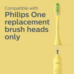 Philips Sonicare One Toothbrush, Electric Battery Powered Toothbrush with Sleek Travel Case and 2pk Toothbrush Heads - Mango Yellow, HY1100-02