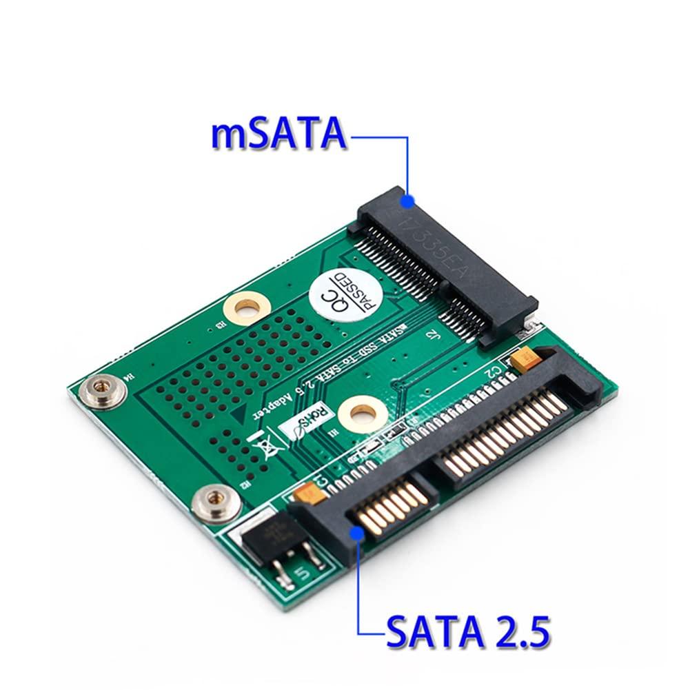 IJJ mSATA（Mini PCIe） SSD (Solid State Drive) to 2.5-inch SATA Adapter Card 1pcs