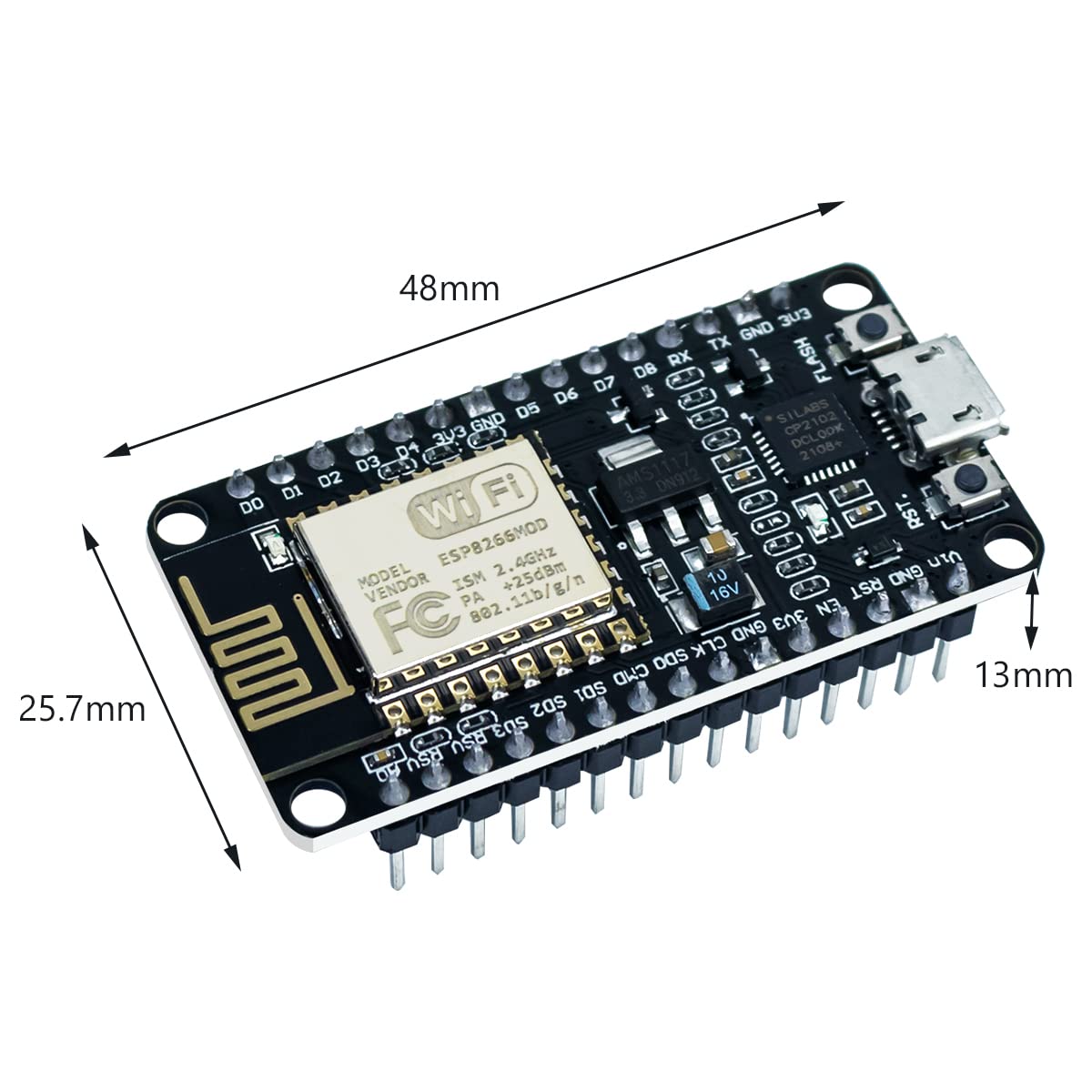 Hosyond 3Pcs ESP8266 ESP-12E CP2102 NodeMCU Lua Wireless Module Development Board for Arduino IDE/Micropython