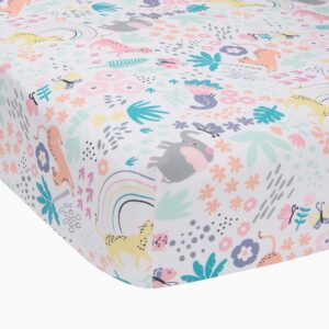 rainbow jungle fitted crib sheet