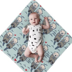 otter swaddle blanket baby blankets super soft receiving blanket for boys girls newborn infant 35.4 x35.4 inch