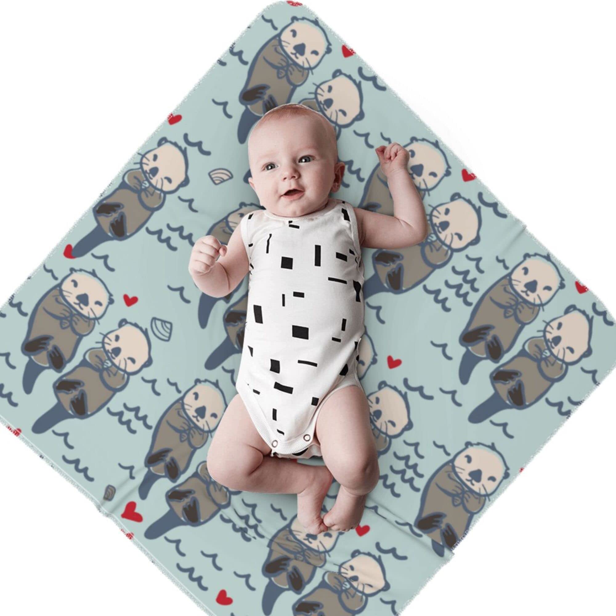 Otter Swaddle Blanket Baby Blankets Super Soft Receiving Blanket for Boys Girls Newborn Infant 35.4 X35.4 Inch