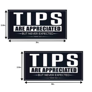 The.UniqueGift.Shop 2- Pack 5x2.5in Tips are Appreciated But Never Expected Thank You Sticker (Black, 2)