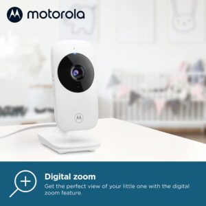 Motorola VM481 Indoor Video Baby Monitor W/Camera, 1000ft Range 2.4 GHz Wireless 2" Color Screen, 1-Way Audio, Manual Pan/Tilt, Digital Zoom Sound Level Indication, Night Vision