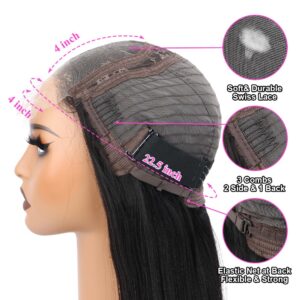 4x4 Body Wave Lace Front Wigs Human Hair Pre Plucked with Baby Hair 150% Density 16 Inch Human Hair Wigs Brazilian Virgin Frontal 4x4 Glueless HD Lace Closure Wig Human Hair for Black Women