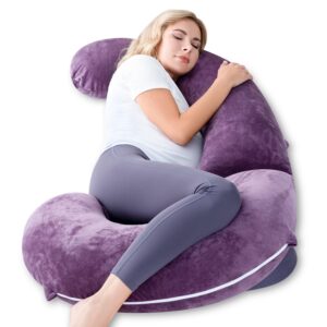 meiz pregnancy pillows, detachable pregnancy pillows for sleeping, pregnancy body pillow, maternity body pillow for sleeping, c shaped body pillow with velvet cover, dark purple