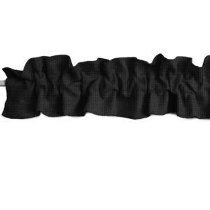 zen creative designs faux burlap sleeve topper window valance top bottom ruffle home décor bedroom nursery kitchen window (58" wide x 5" tall, black)