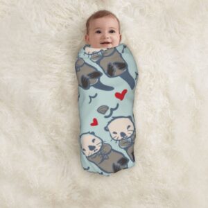 Otter Swaddle Blanket Baby Blankets Super Soft Receiving Blanket for Boys Girls Newborn Infant 35.4 X35.4 Inch