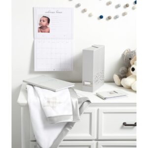 C.R. Gibson BA3-24591 Gender Neutral Welcome Baby's First Year Keepsake Calendar, 11" W x 18" H, Gray and Silver