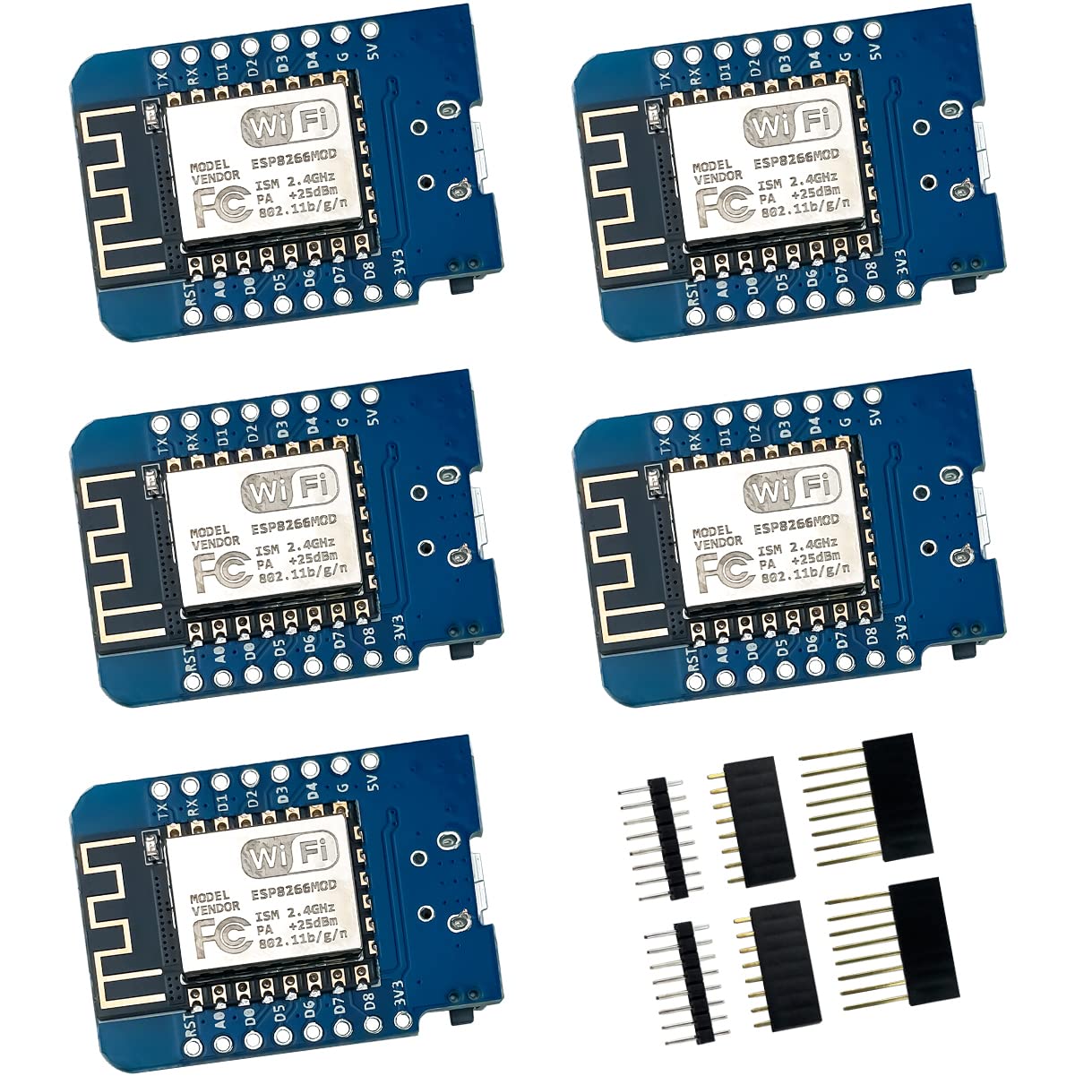 Hosyond 5Pcs D1 Mini NodeMcu ESP8266 ESP-12F WiFi Module Development Board Compatible with Arduino/WeMos D1 Mini