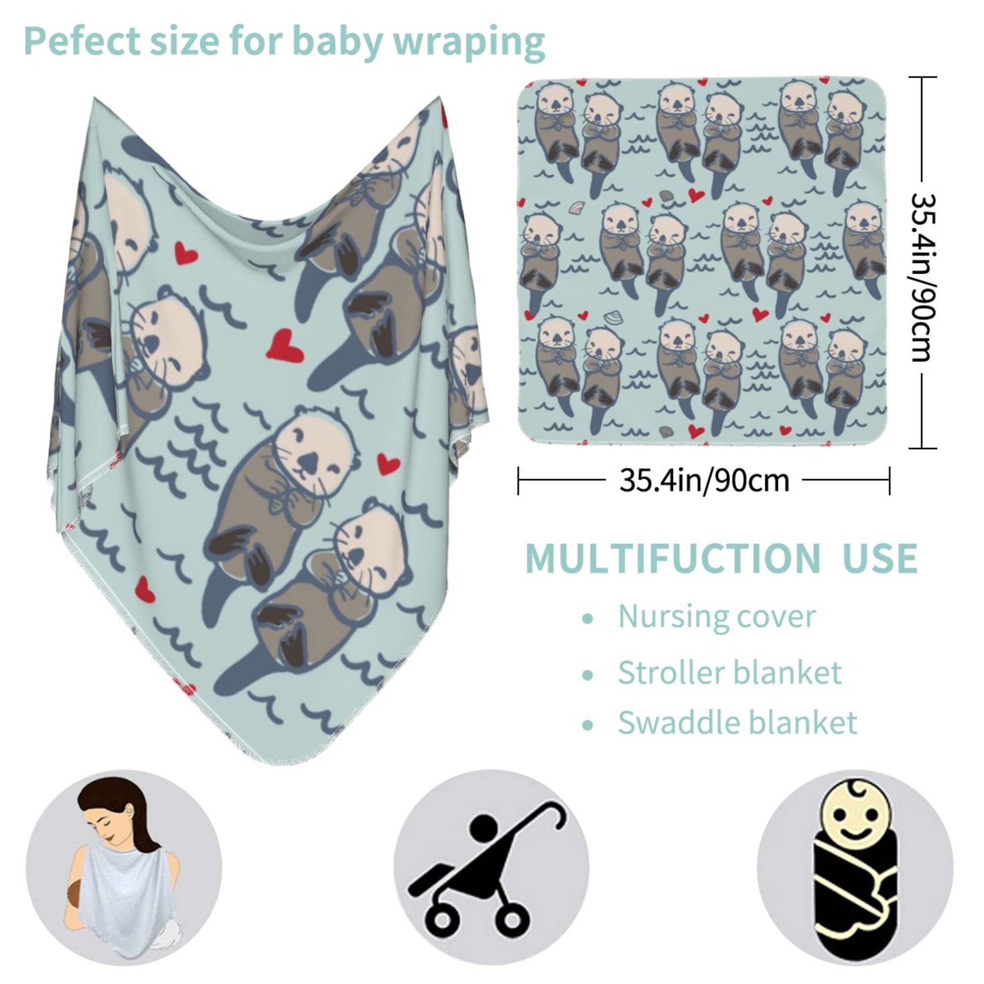 Otter Swaddle Blanket Baby Blankets Super Soft Receiving Blanket for Boys Girls Newborn Infant 35.4 X35.4 Inch