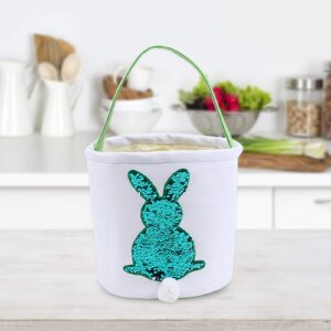 Goodliest Easter Basket Bucket Sequins Rabbit Design Easter Egg Candy Gift Hunt Basket Bucket Bags Bunny Basket Bags for Teens Toddlers Purple