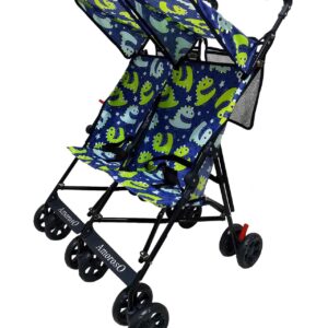 AmorosO Twin Lightweight Umbrella Stroller - Easy to Clean Stroller - Baby Stroller with Four Wheels - Travel-Ready Stroller - with Extra Storage - Sunlight and Light Rain Protection - Black