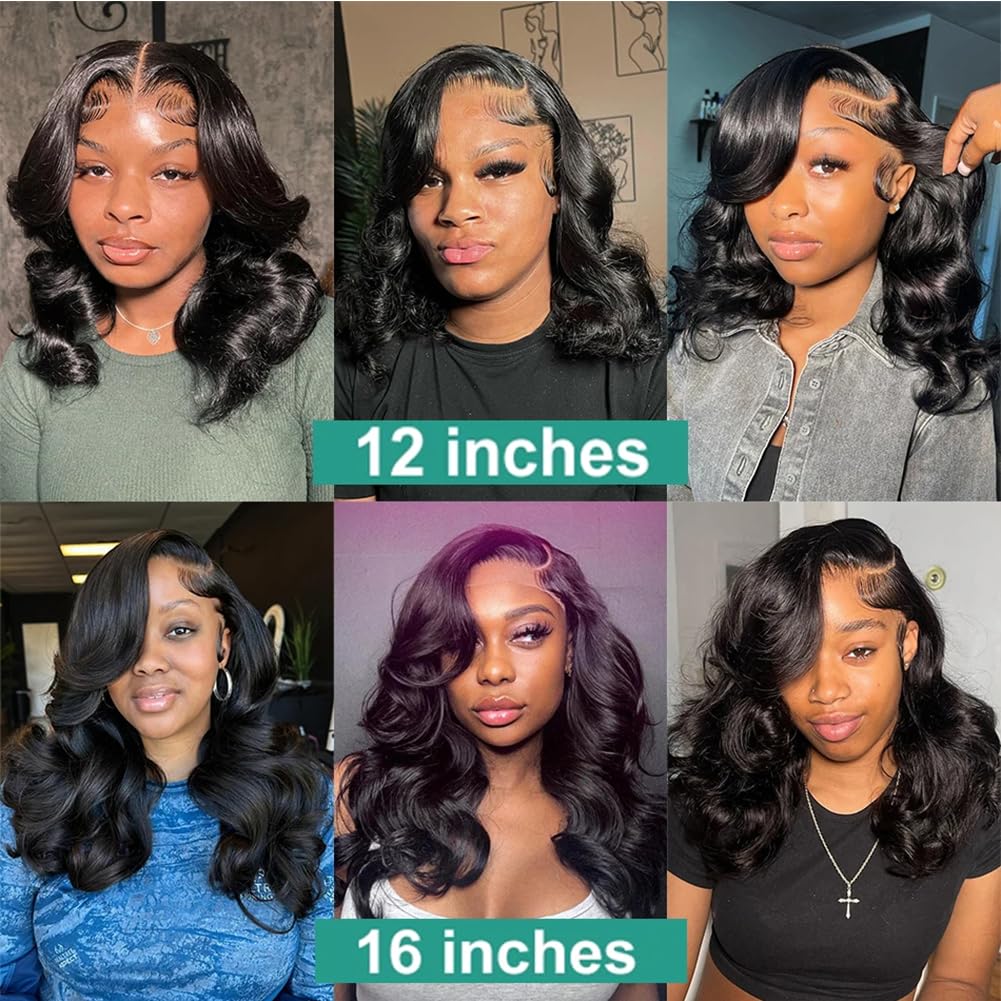 4x4 Body Wave Lace Front Wigs Human Hair Pre Plucked with Baby Hair 150% Density 16 Inch Human Hair Wigs Brazilian Virgin Frontal 4x4 Glueless HD Lace Closure Wig Human Hair for Black Women