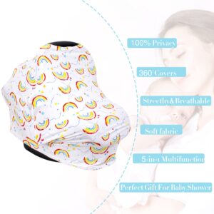 Cloele Car Seat Canopy for Babies Nursing Cover Breastfeeding Scarf - Multi Use Baby Car Seat Covers Rainbow Infant Stroller Cover Newborn Breastfeeding Nursing Cover