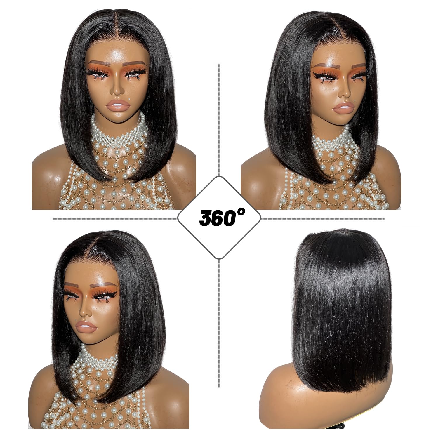 U Part Human Hair Wig Short Straight Bob Wigs Human Hair for Black Women Brazilian Straight Bob Wigs 150% Density Natural Color Clip in U Part Wigs Supernova Hair (8 Inch)