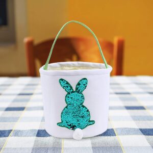 Goodliest Easter Basket Bucket Sequins Rabbit Design Easter Egg Candy Gift Hunt Basket Bucket Bags Bunny Basket Bags for Teens Toddlers Purple