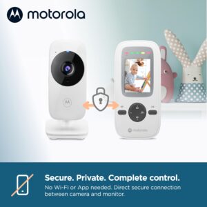 Motorola VM481 Indoor Video Baby Monitor W/Camera, 1000ft Range 2.4 GHz Wireless 2" Color Screen, 1-Way Audio, Manual Pan/Tilt, Digital Zoom Sound Level Indication, Night Vision