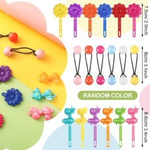 60 Pcs Self Hinge Hair Barrettes for Girls Ball Bubble Hair Accessories 80s 90s Assorted Hair Clips Elastic Ponytail for Baby Toddler (Lovely Style)